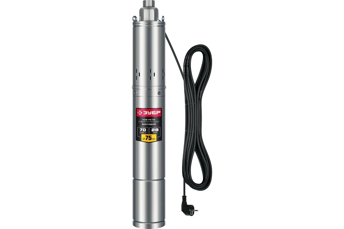 Насос скважинный ЗУБР НСВ-75-70, 370 Вт, 70 м, 28 л/мин, резьба внутренняя G1 дюйм
