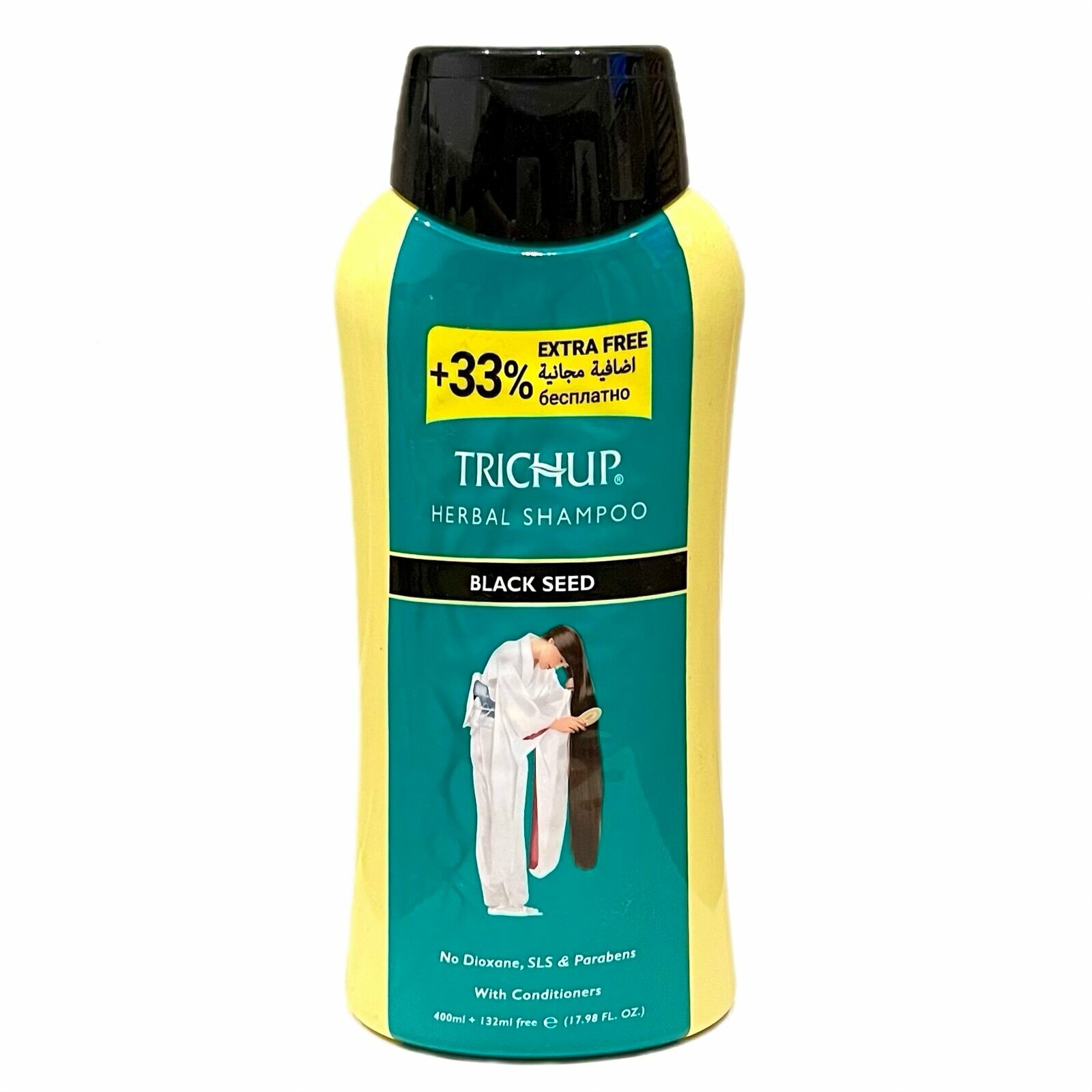 Trichup Herbal Shampoo BLACK SEEDS, Vasu (тричуп (тричап) шампунь на основе трав, черный тмин, Васу), 400+132 мл.