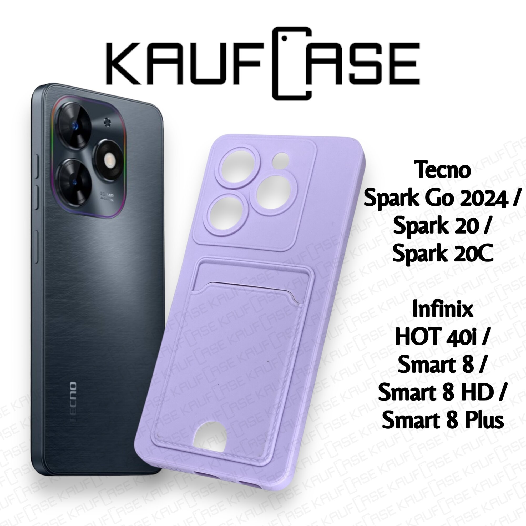 Силиконовый матовый чехол на Tecno Spark Go 2024 /Pop 8 (BG6) (6.6"), сиреневый. Карман для пластиковых карт