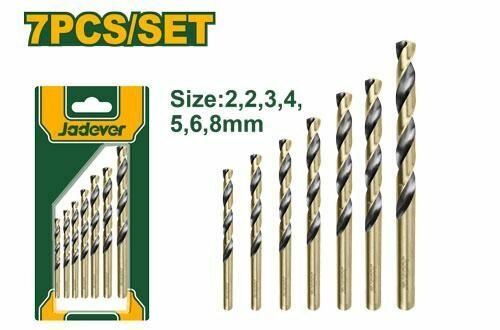Набор сверл по металлу 7 шт HSS (2-8мм) JADEVER JDTD3K01