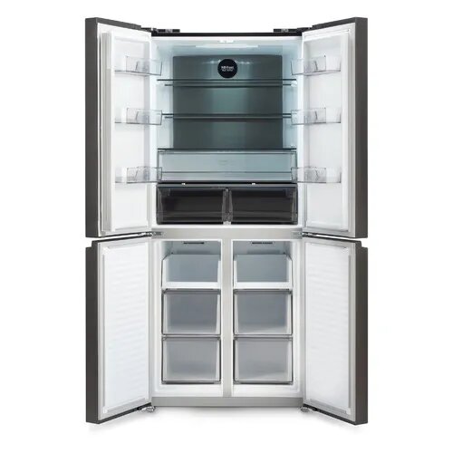 Холодильник трехкамерный Hyundai CM45043F Side by Side, инверторный черная сталь