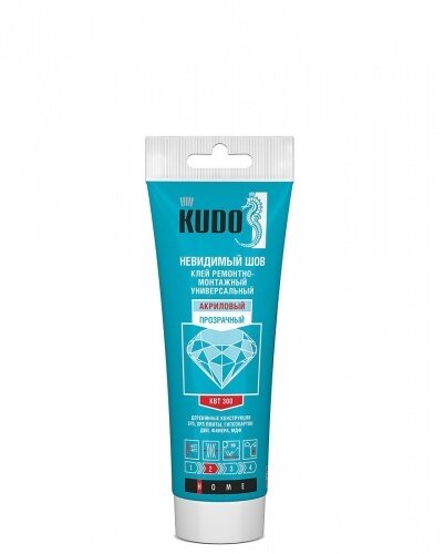 Клей KUDO ремонтно-монтажный "Невидимый шов" универсальный на акриловой основе, прозрачный, 200 мл