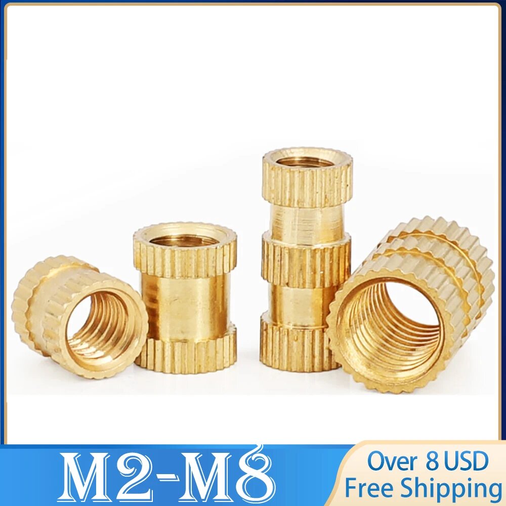 Brass Knurled Thread Inserts Nuts M2 M2.5 M3 M4 M5 M6 M8 50pcs M3x OD4mm (50pcs), Length 4mm