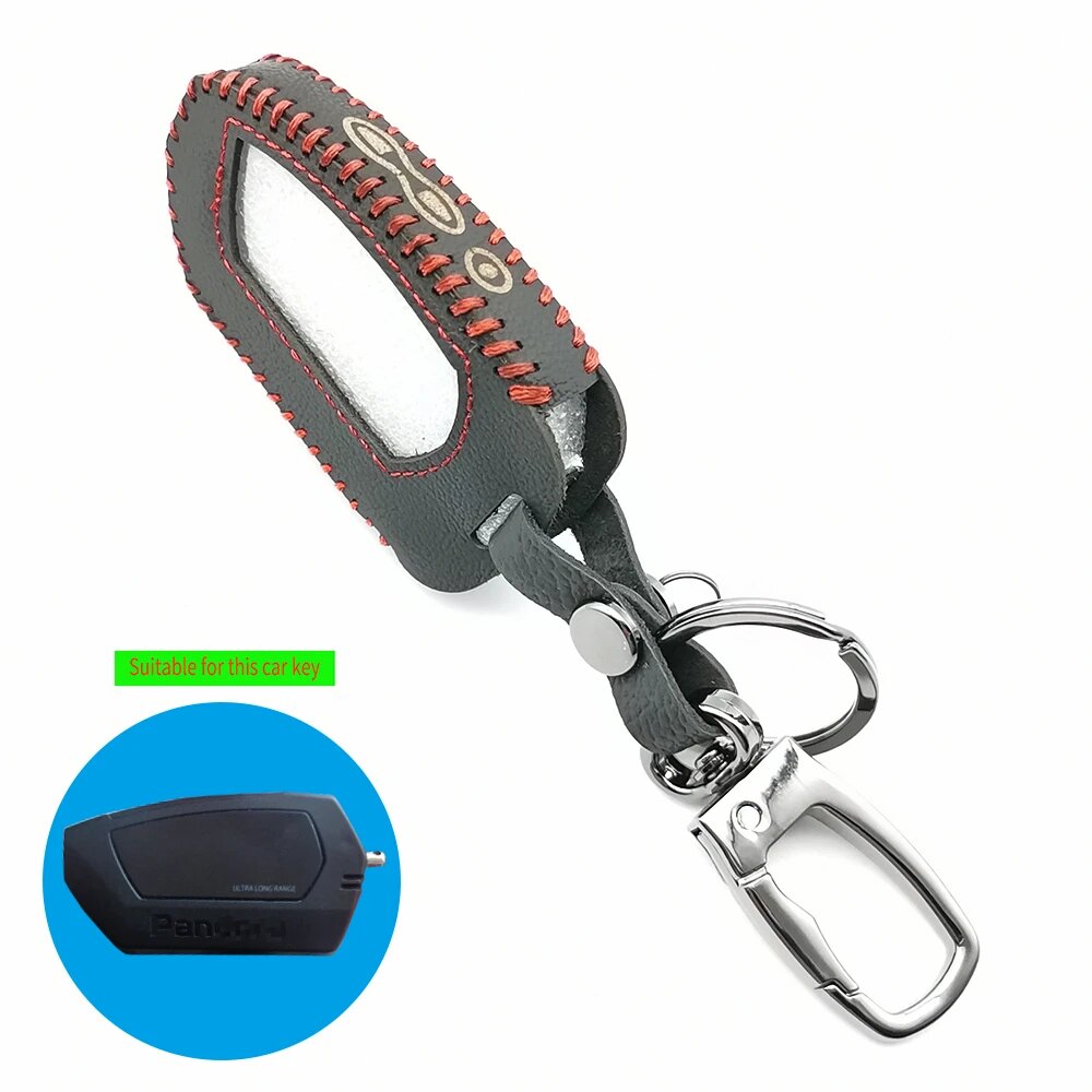 Чехол для ключей DXL4950 из натуральной кожи, чехол для Брелока Для Pandora DXL, 4950 детской, двусторонняя Русская версия, пульт дистанционного управления с ЖК-дисплеем для автомобильной сигнализации Red leather buckle