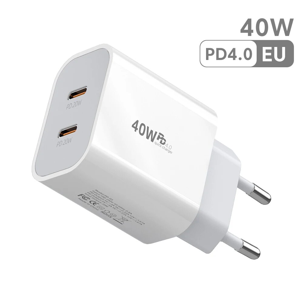 Olaf 40 Вт USB C Зарядное устройство Quick Charge QC 3.0 Dual PD Зарядное устройство типа C EU Plug