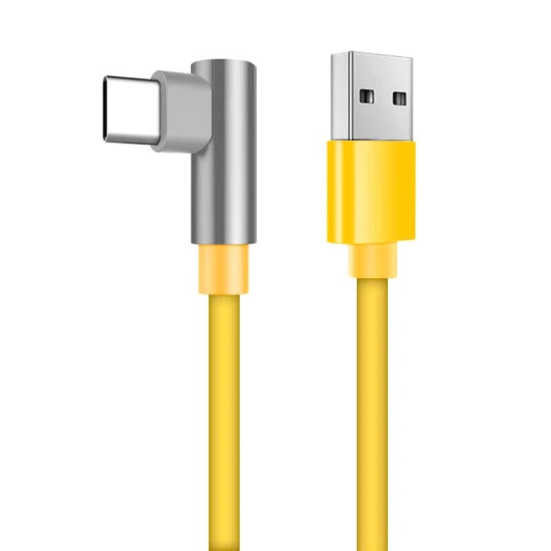 USB-C кабель 180см желтый, 90° локоть