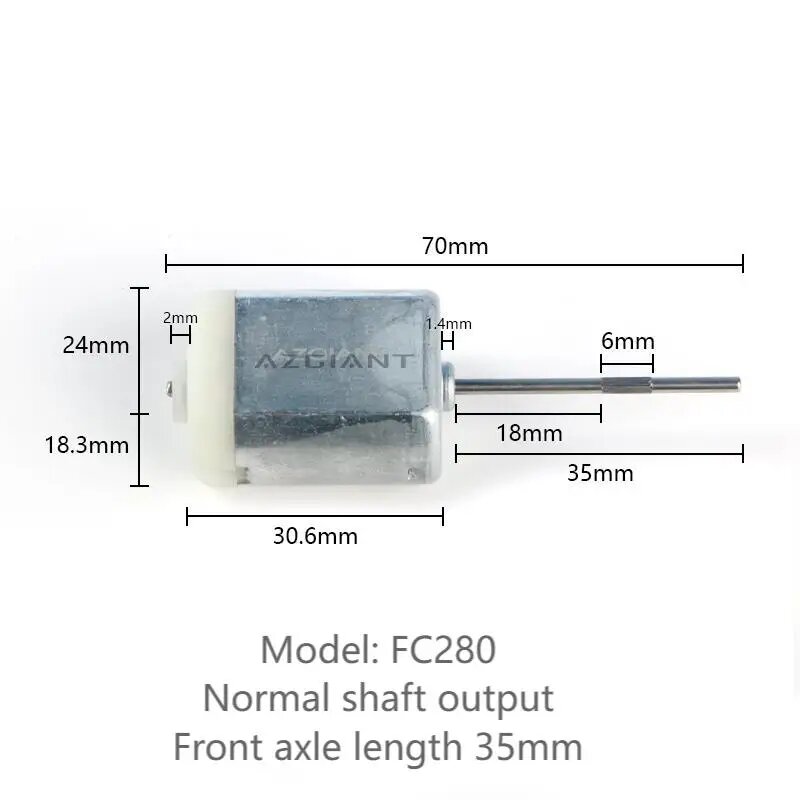 Двигатель блокировки AZGIANT FC280, Normal shaft output, Front axle length 35mm, Цвет: O