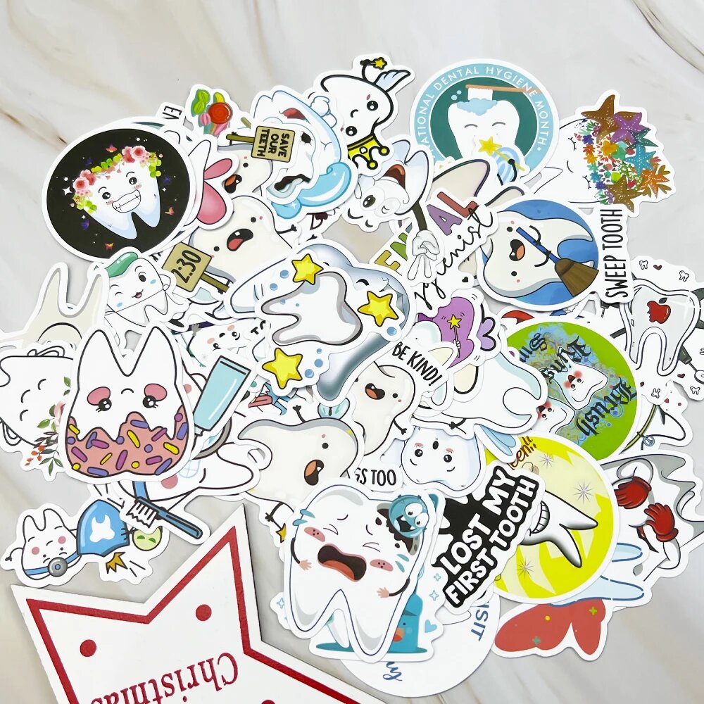50 шт./партия, детские наклейки в виде зубов