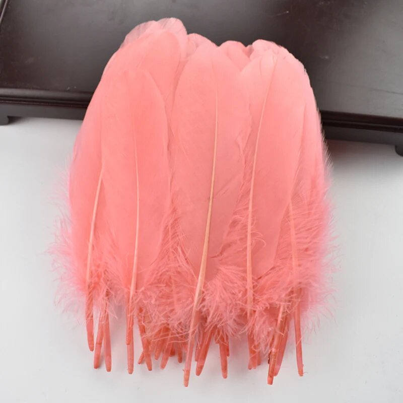 Розовые перья гусиные, 20 шт, 15-20 см, Watermelon red