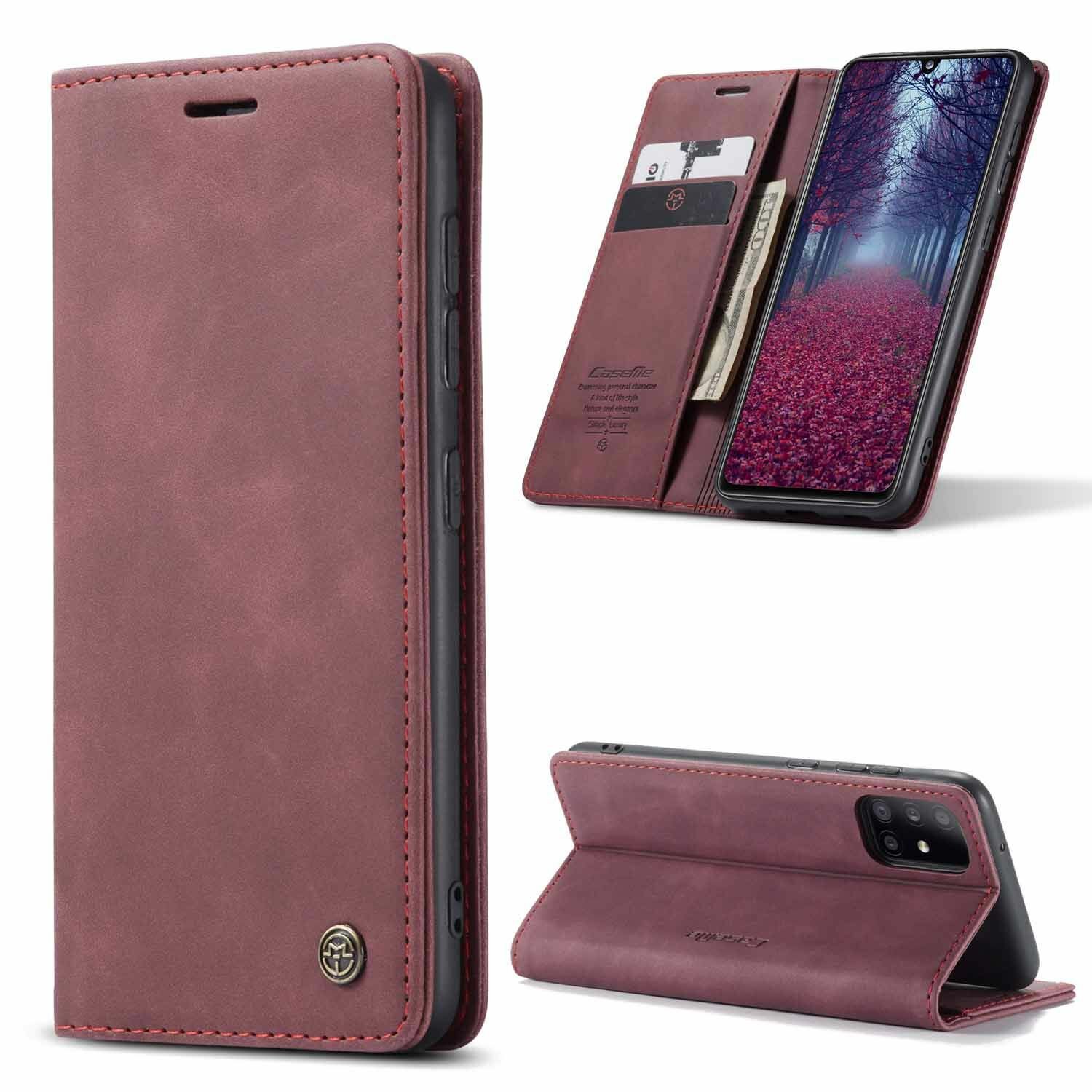 Подходит для Samsung Galaxy A31(Самсунг Галакси A31) кронштейн ретро - PU магнитное затвор сейсмостойкий кожаный чехол