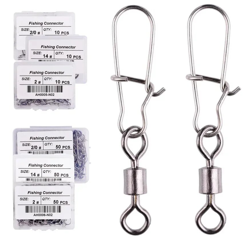 50 шт. Аксессуары для рыбалки на щуку, коннектор, штифт, подшипник качения, вертлюг из нержавеющей стали, застежка, рыболовный крючок, Вертлюги для приманки, снасти