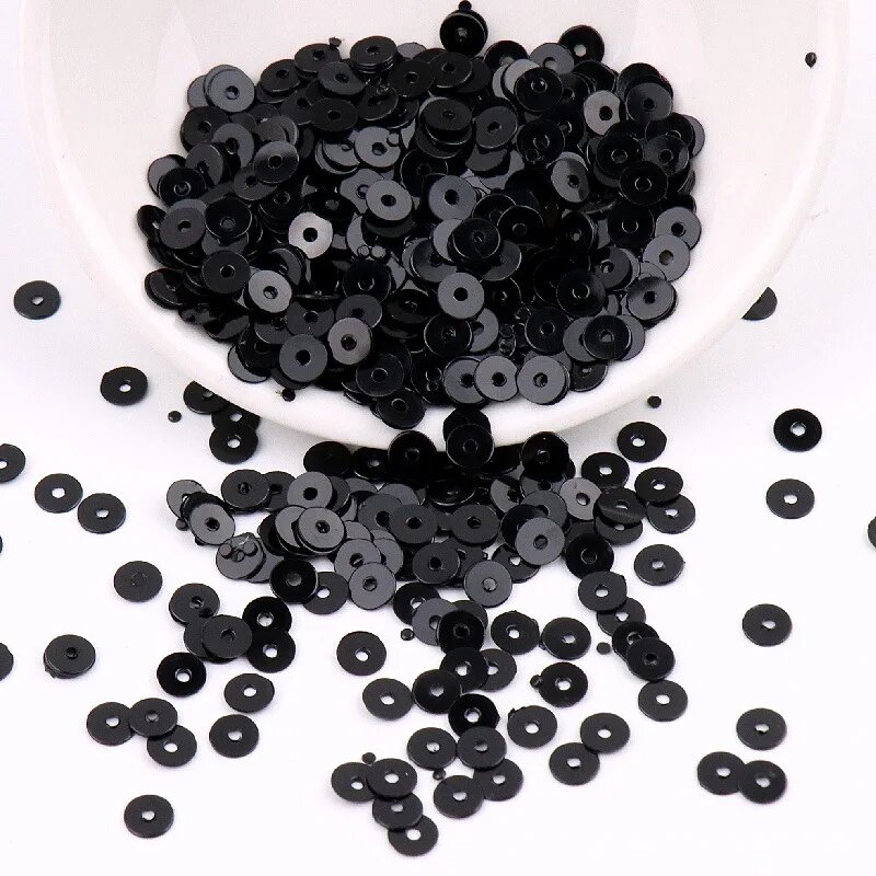 Плоские круглые блестки ПВХ HuuaLeoQin 4 мм серебристые 1000 шт Черный, 026