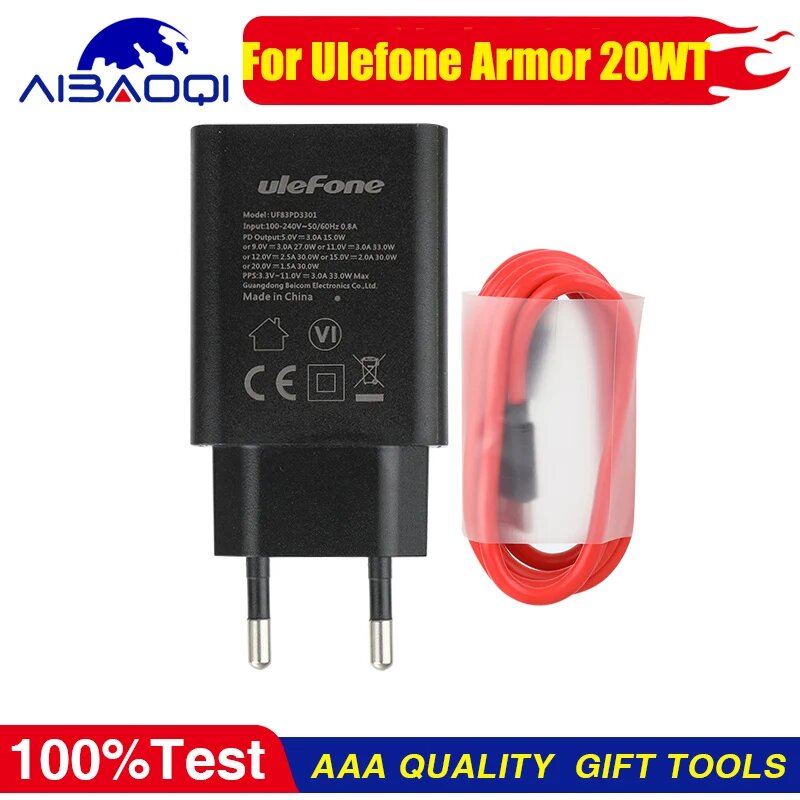 XUNQIYI 100% оригинальное зарядное устройство Ulefone Armor 20WT Armor 21 Armor 22, официальный адаптер для быстрой зарядки + USB-кабель, зарядное устройство для линии передачи данных Charger set