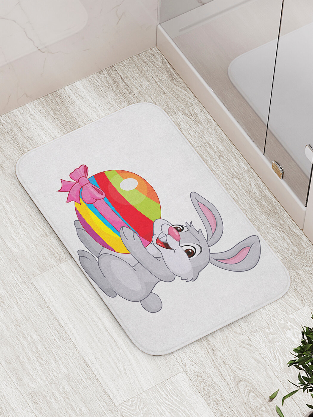 Коврик для ванной комнаты, туалета "Пасхальное яйцо в ленточке" противоскользящий, 52х77 см, JoyArty