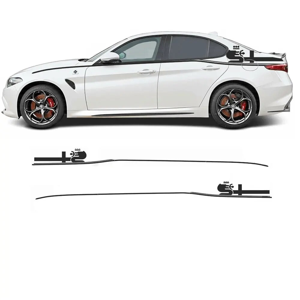 Наклейки на Alfa Romeo Giulia 147, черные, 2 шт.