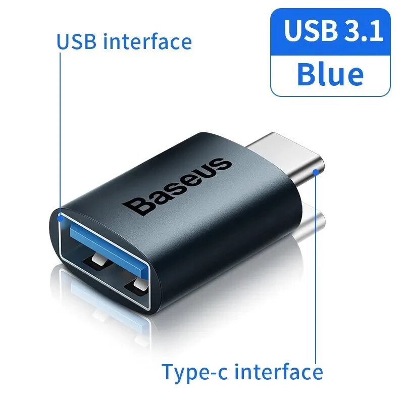 Адаптер Baseus OTG USB-Type C, конвертер типа C «мама» на USB «папа», адаптер USB 3.1 TypeC to USB