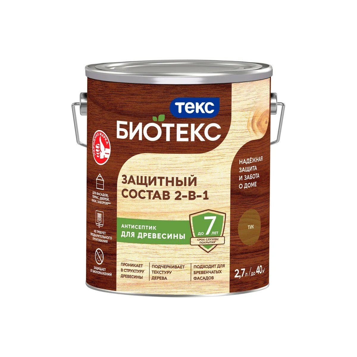 Антисептик текс Bioteks, для внутренних и наружных работ, 2,7л