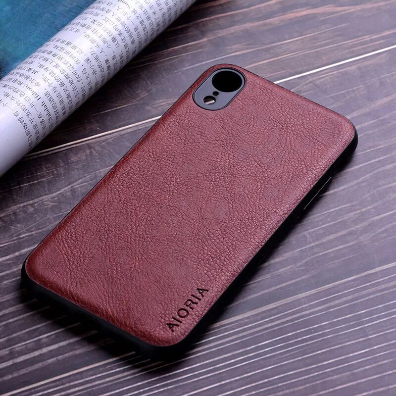 Кожаный чехол для iPhone 11 Бордовый/Coffee