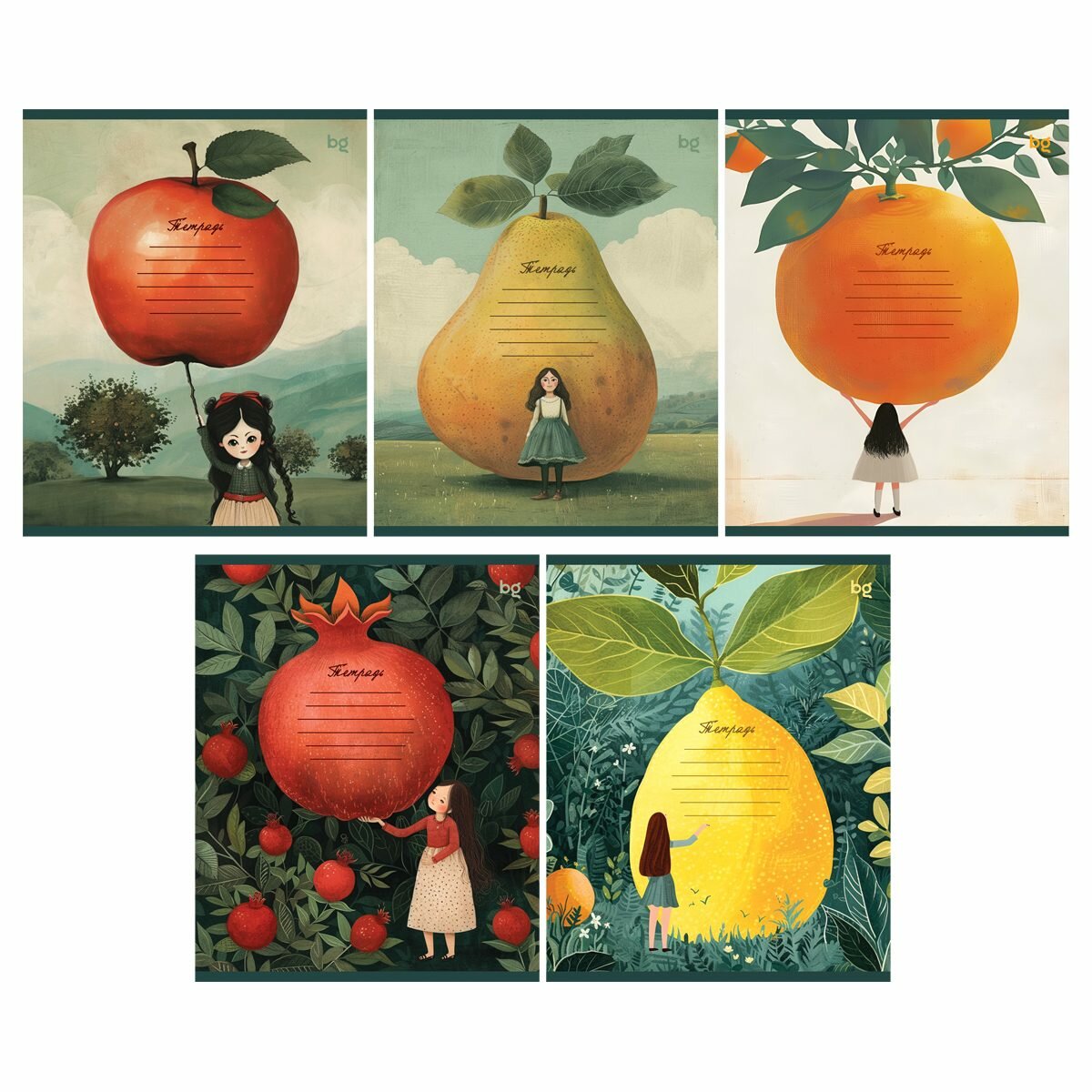 Тетрадь школьная 24л, А5 BG "Летний сад" (клетка, скрепка, эконом) (Т5ск24 47281), 10шт.