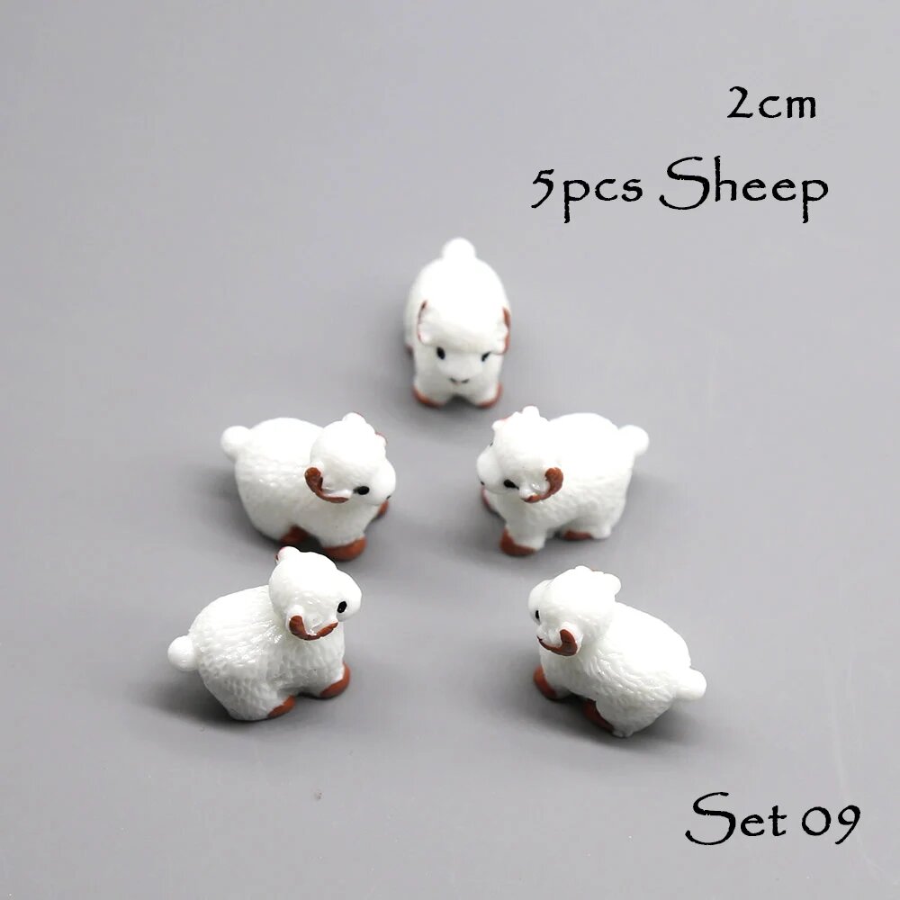 Мини-овечки из смолы, 5 шт, 2 см, Белый, set09 sheep