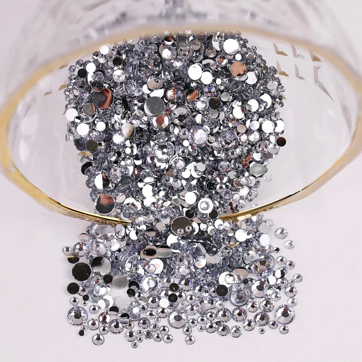 Круглые стразы SNCRYSTAL 2000 шт, 2-6 мм, смешанные размеры, серебристые Серебряный, A1 Clear