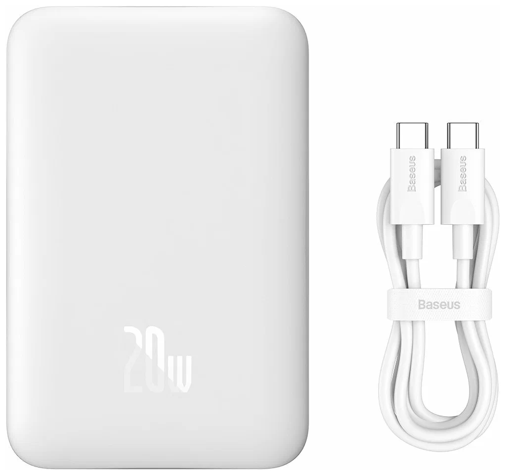 Baseus Power Bank Magnetic Mini Wireless Fast Charge 10000mAh 20W White PPCX030002 .