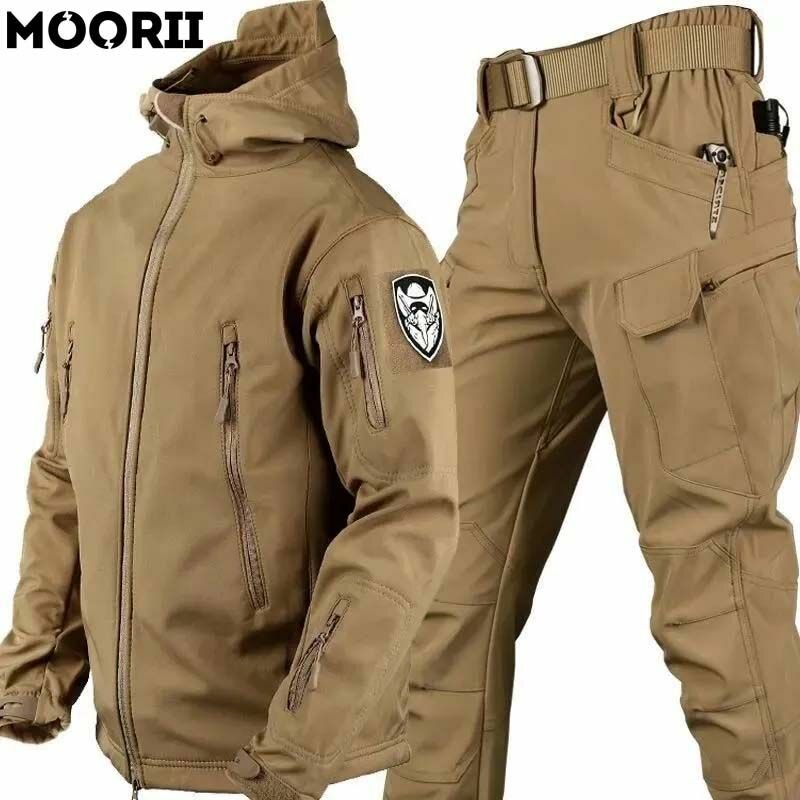 Осенне-зимний мягкий теплый костюм из акульей кожи для мужчин и женщин, одинаковая верхняя одежда, камуфляжная тренировочная одежда спецназа