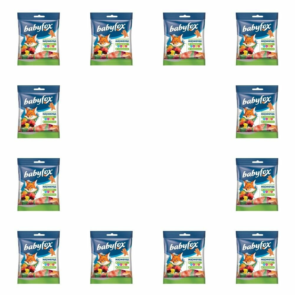 BabyFox Мармелад жевательный, с соком ягод и фруктов, 30 г - 12 шт