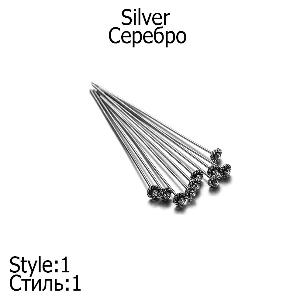 Серебряные булавки для бижутерии YouYoungDifferent 50 мм 20 шт Серебряный, 1-Silver