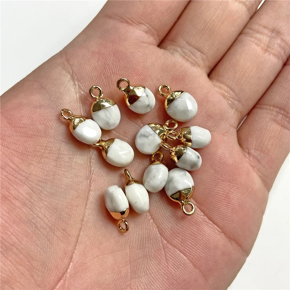 5 шт. Белые овальные подвески Howlite NO.13