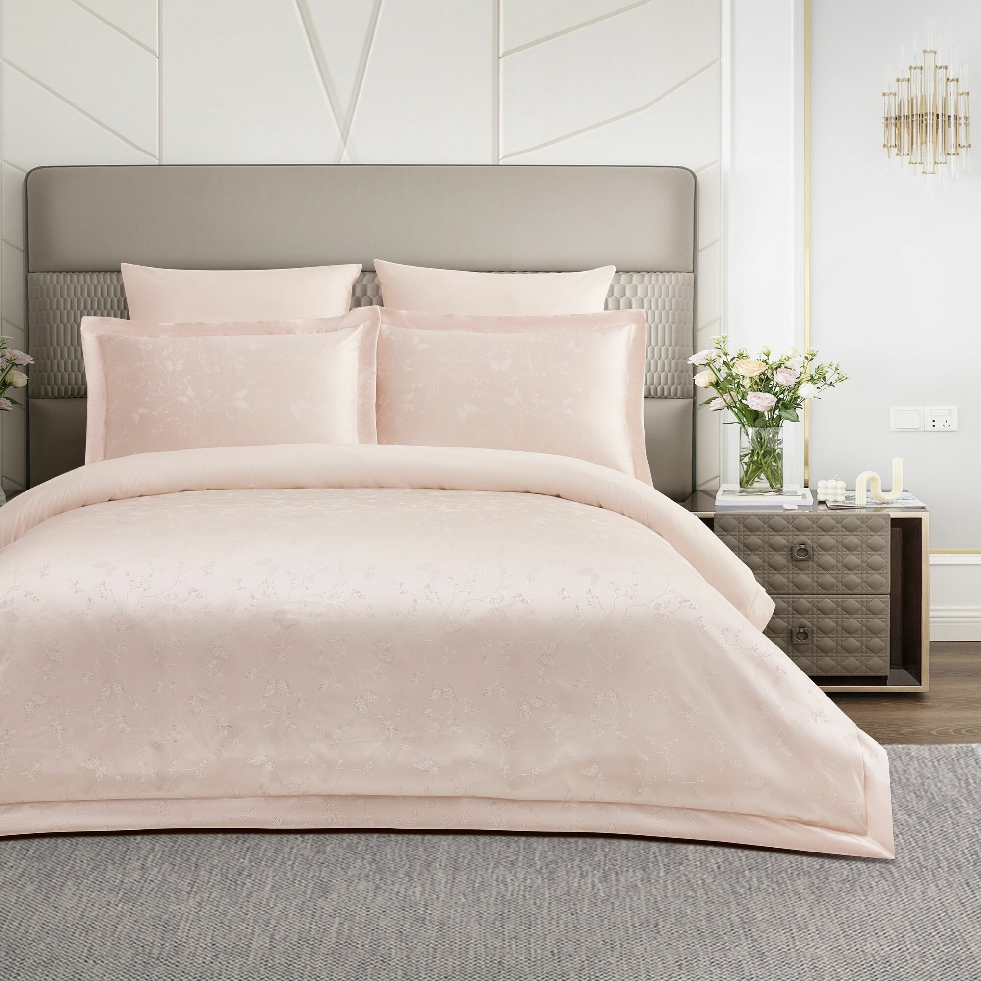 Постельное белье комплект 2 спальный Евро Arya Tencel Pretty розовый