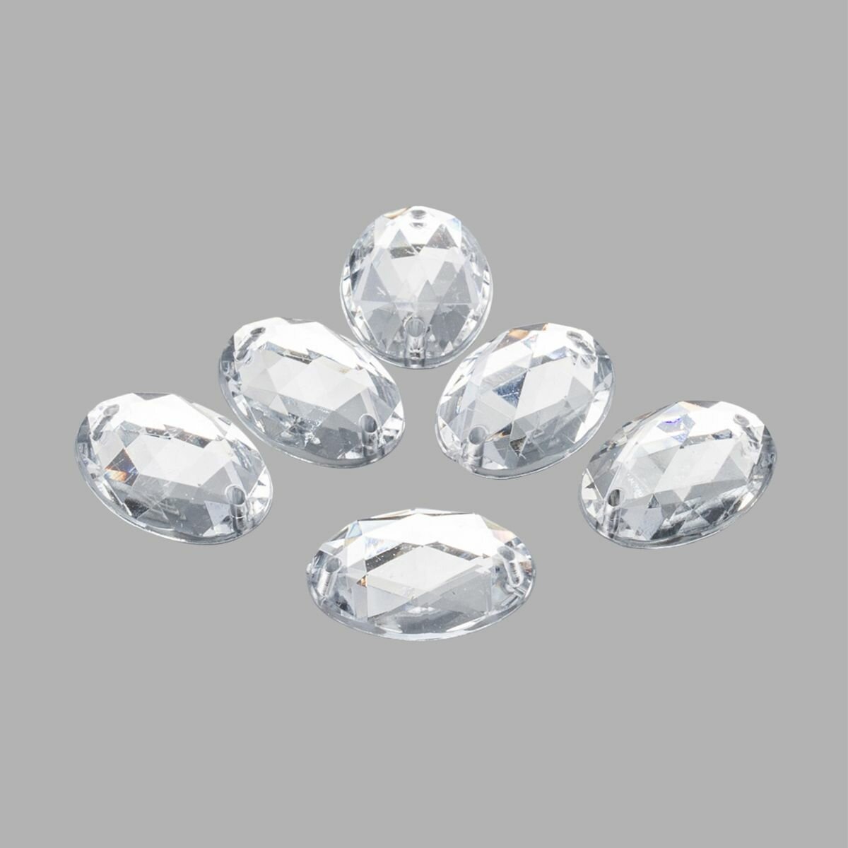 Стразы пришивные, акриловые, 13*18мм, 6шт/упак (овальные) Astra&Craft (N38 прозрачный)