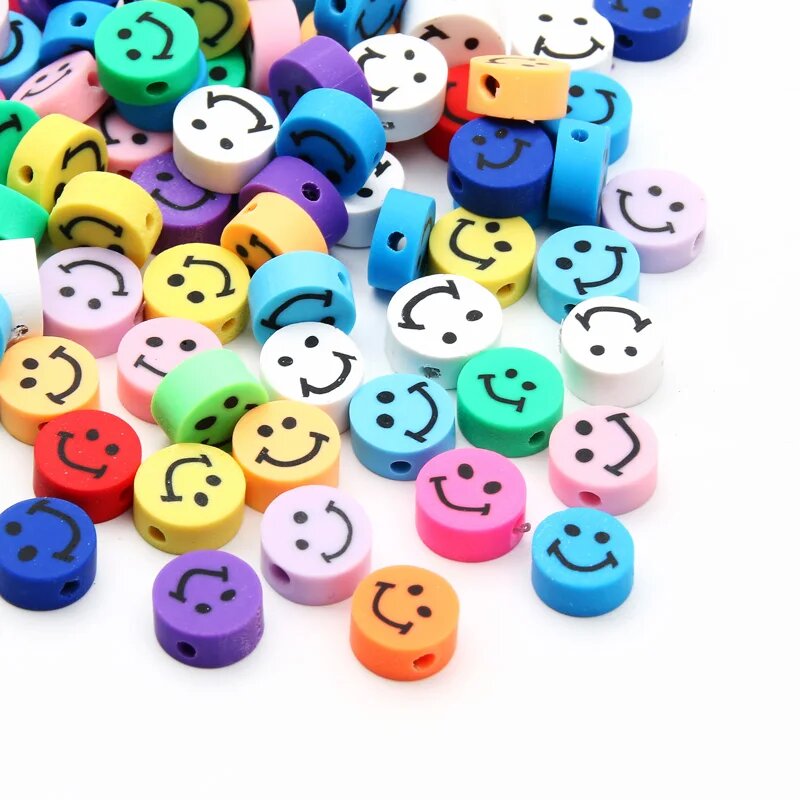 Цветные Плоские Круглые бусины из полимерной глины диаметром 9/10 мм, улыбка, улыбка, тайчи, узор глаз, свободные бусины, аксессуары для брелоков