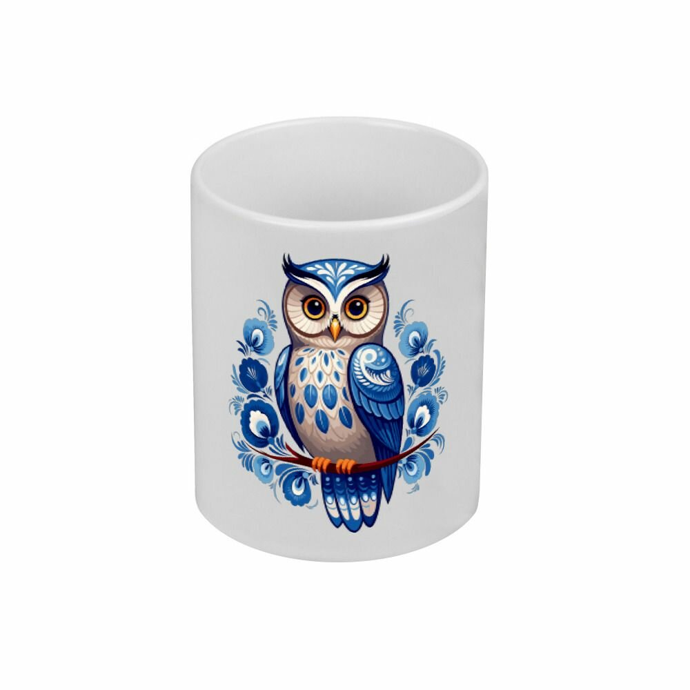 Кружка Гжель - Мудрая сова на ветке