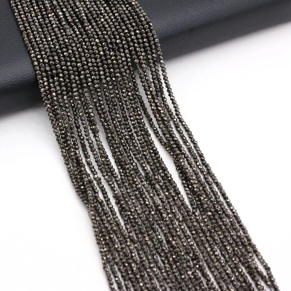 Черные граненые бусины из шпинели 2 мм, 15 дюймов
