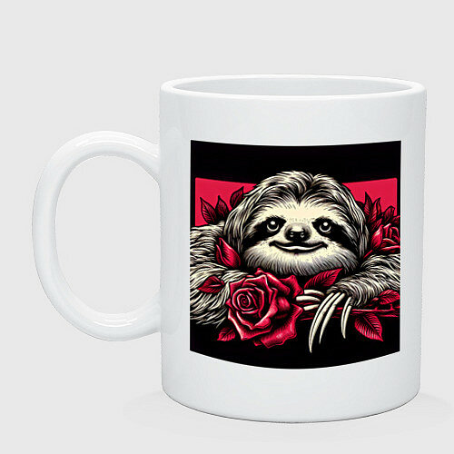 Ленивец-романтик Керамическая кружка