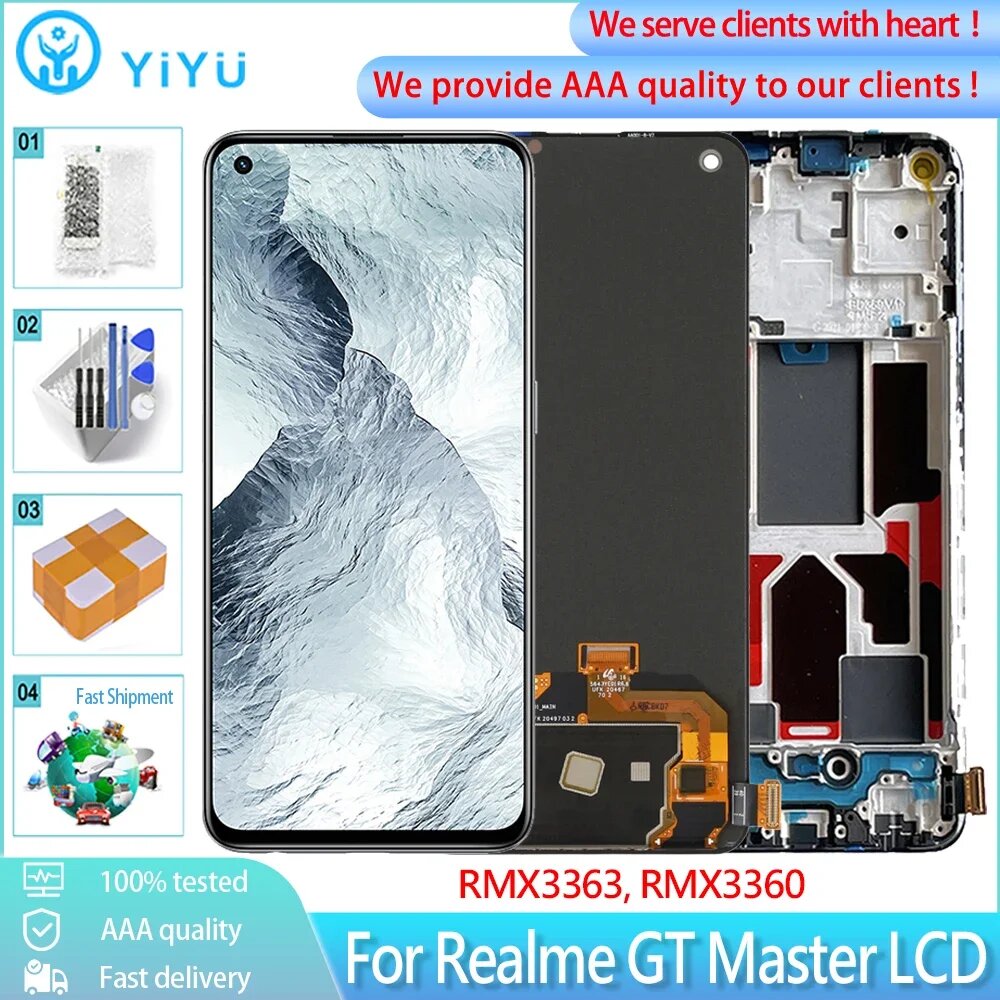 6,43 "оригинальный AMOLED для Realme GT Master Edition RMX3360 RMX3363 ЖК-дисплей, дигитайзер сенсорного экрана в сборе, запасные части Black No Frame