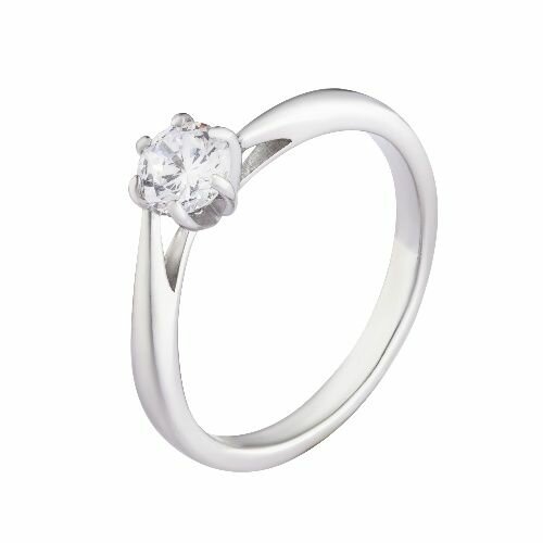 Кольцо тонкое, широкое, серебро, 925 проба, родирование, фианит, циркон