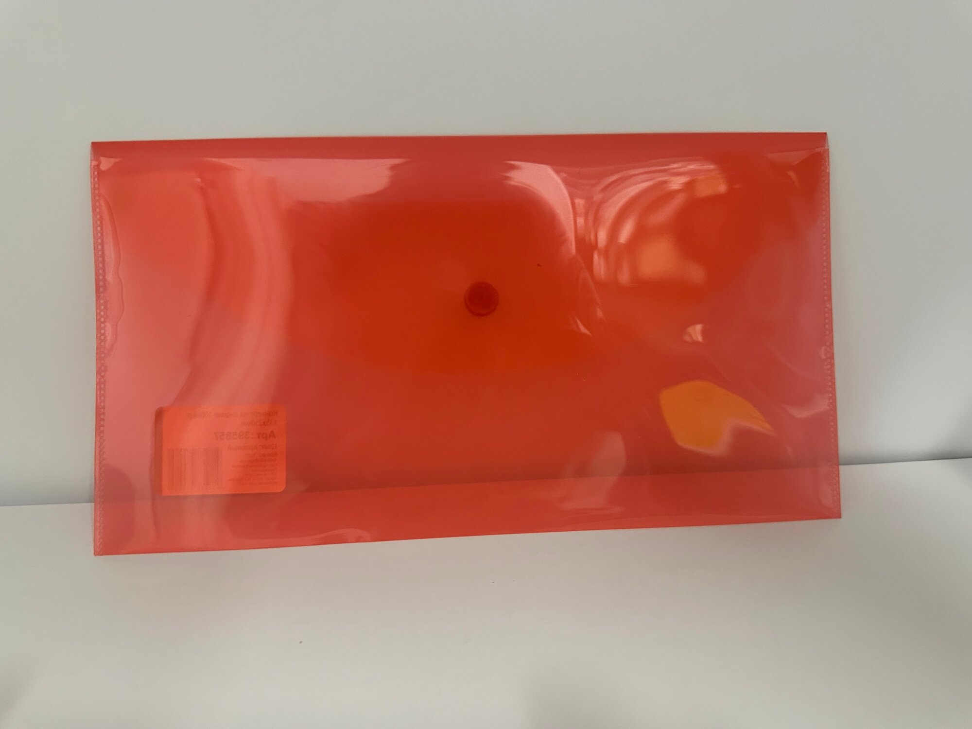 Папка-конверт на кнопке А6, 180мкм, красный