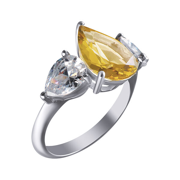 Перстень, серебро, 925 проба, родирование, циркон