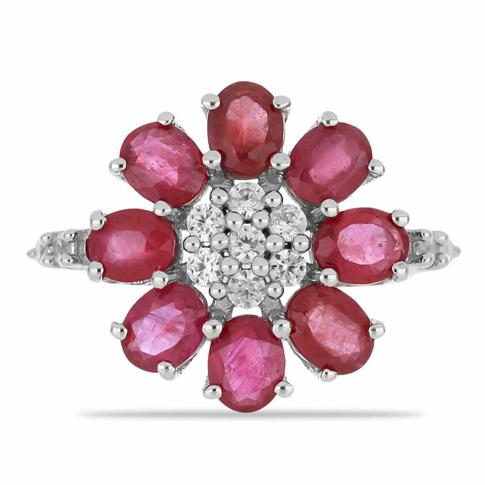 Кольцо Ювелирия, серебро, 925 проба, родирование, рубин, циркон