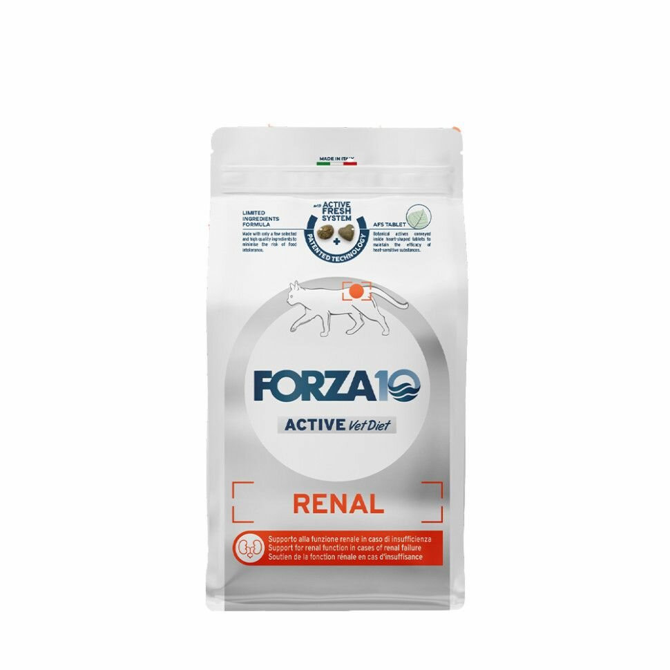 Forza10 Renal Active сухой корм для взрослых кошек при острой и хронической почечной недостаточности с рыбой - 1,5 кг