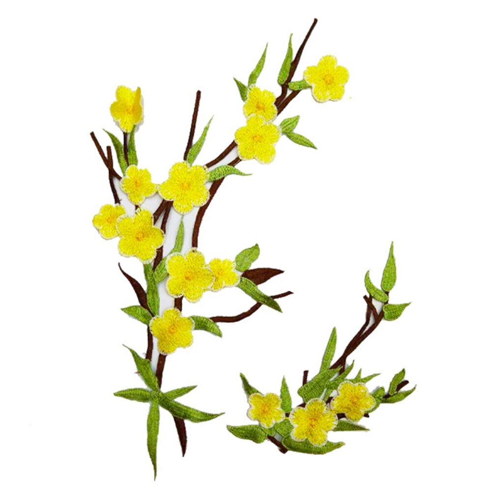 Сделай сам цветной декоративный вырез с вышивкой в виде цветка сливы кружевная ткань наклейка желтого цвета