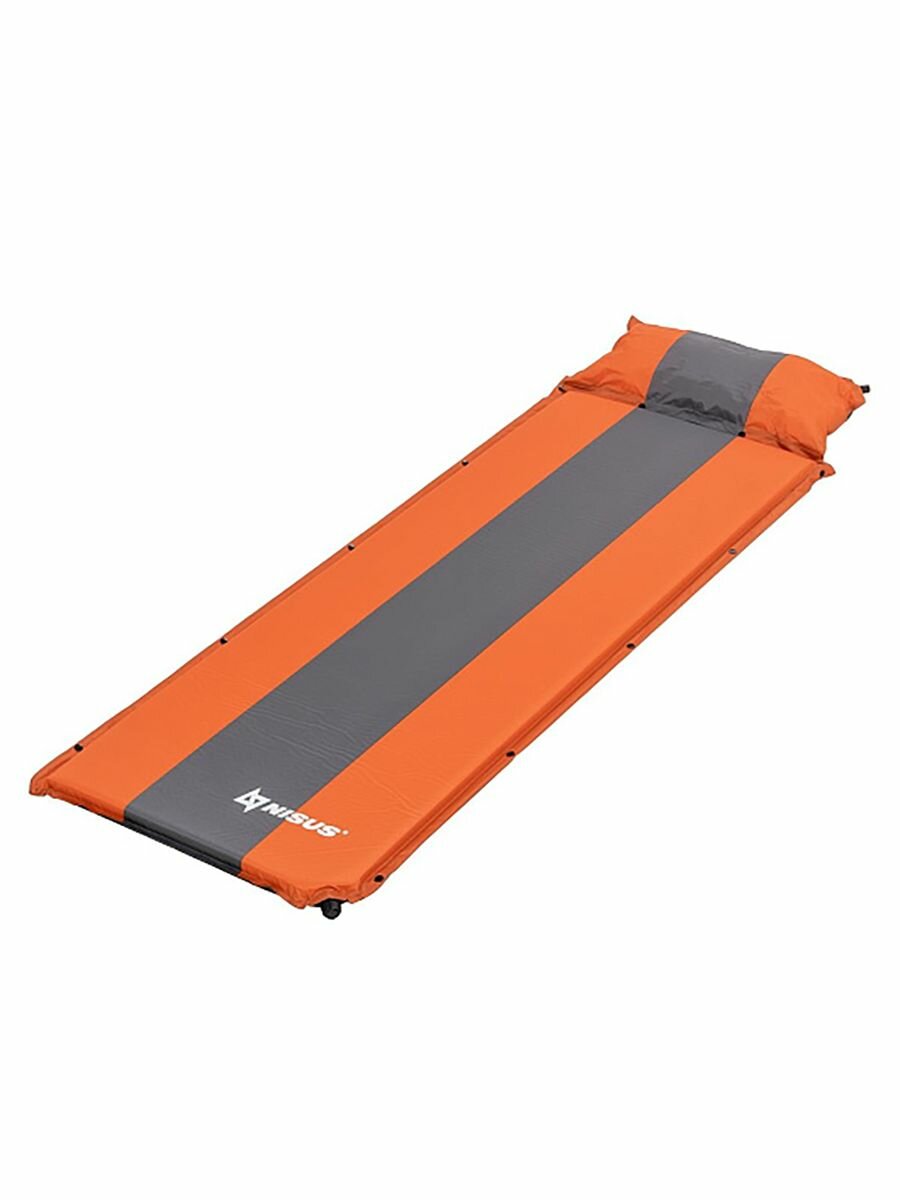 Коврик самонадувающийся NISUS с подушкой 30-170x65x5 цвет оранжевый/серый (N-005P-OG)
