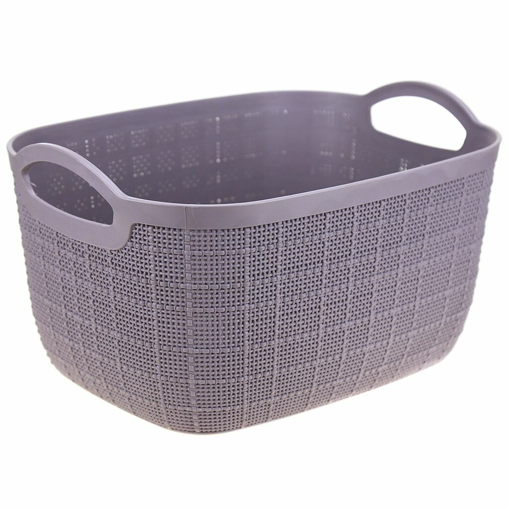 Корзина Домашняя Мода пластмассовая, для хранения, 29х 22 см, высота 16,5 см, с ручками, серый