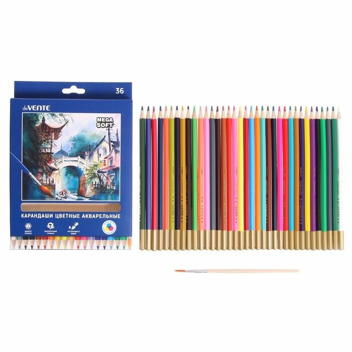 Карандаши акварельные deVENTE 36 цвета, Trio Mega Soft, 3 мм шестигранные (5025200)