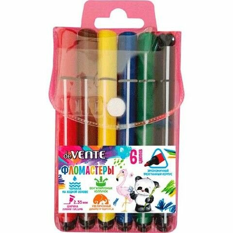 Фломастеры deVENTE Jumbo 6 цветов, "Trio" вентилируемый колпачок, утолщенные трехгранные (5080950)