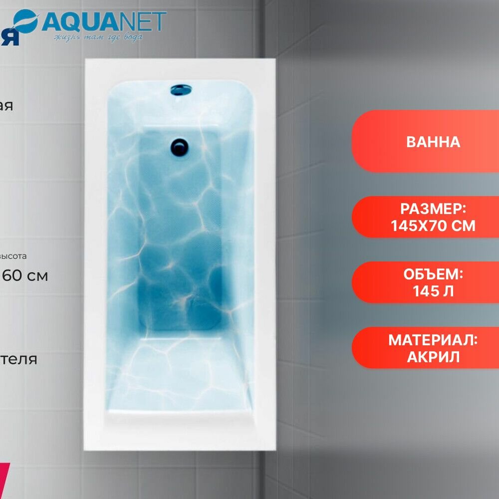 Ванна Aquanet Bright 145x70 (с каркасом)