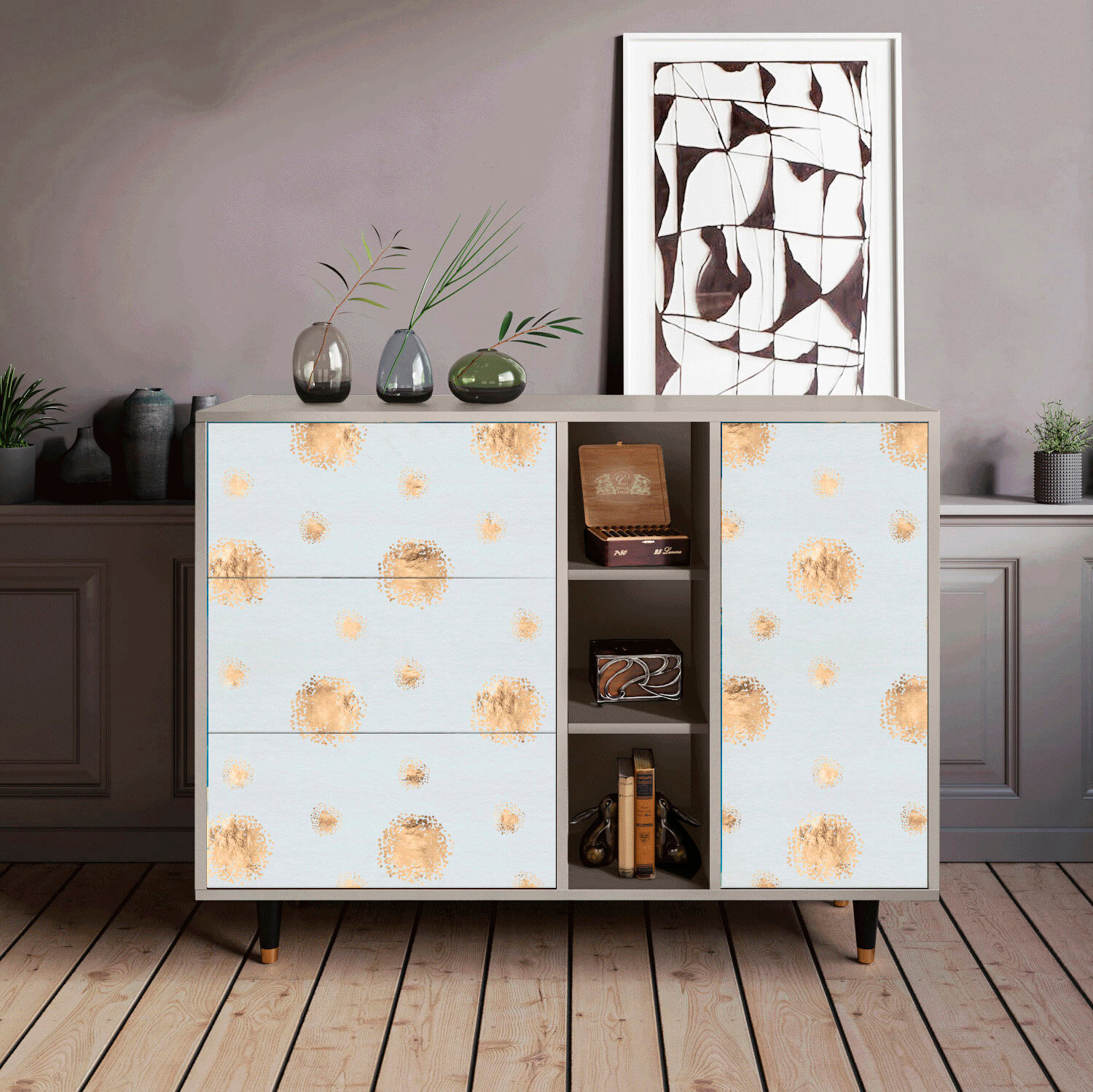 Комод - STORYZ - BS2 Sky Latte, Разер - 125 x 97 x 48 см , Цвет корпуса - Сатин