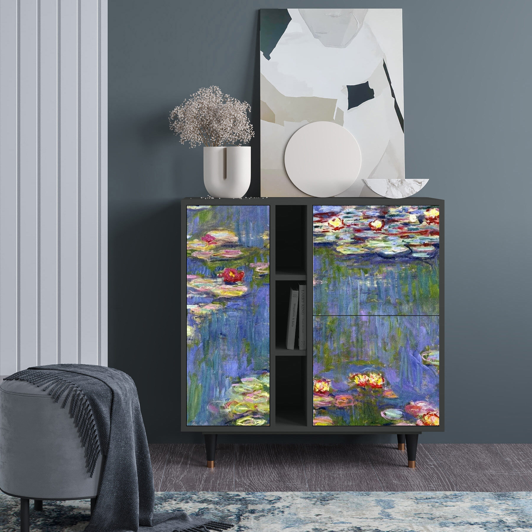 Комод - STORYZ - BS5 The water lily pond by Claude Monet, Размер - 94 x 96 x 41 см, Цвет корпуса - , Антрацит